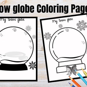 Snow Globe Coloring Page| Winter Snow Scene | PRINTABLE Writing Paper ...