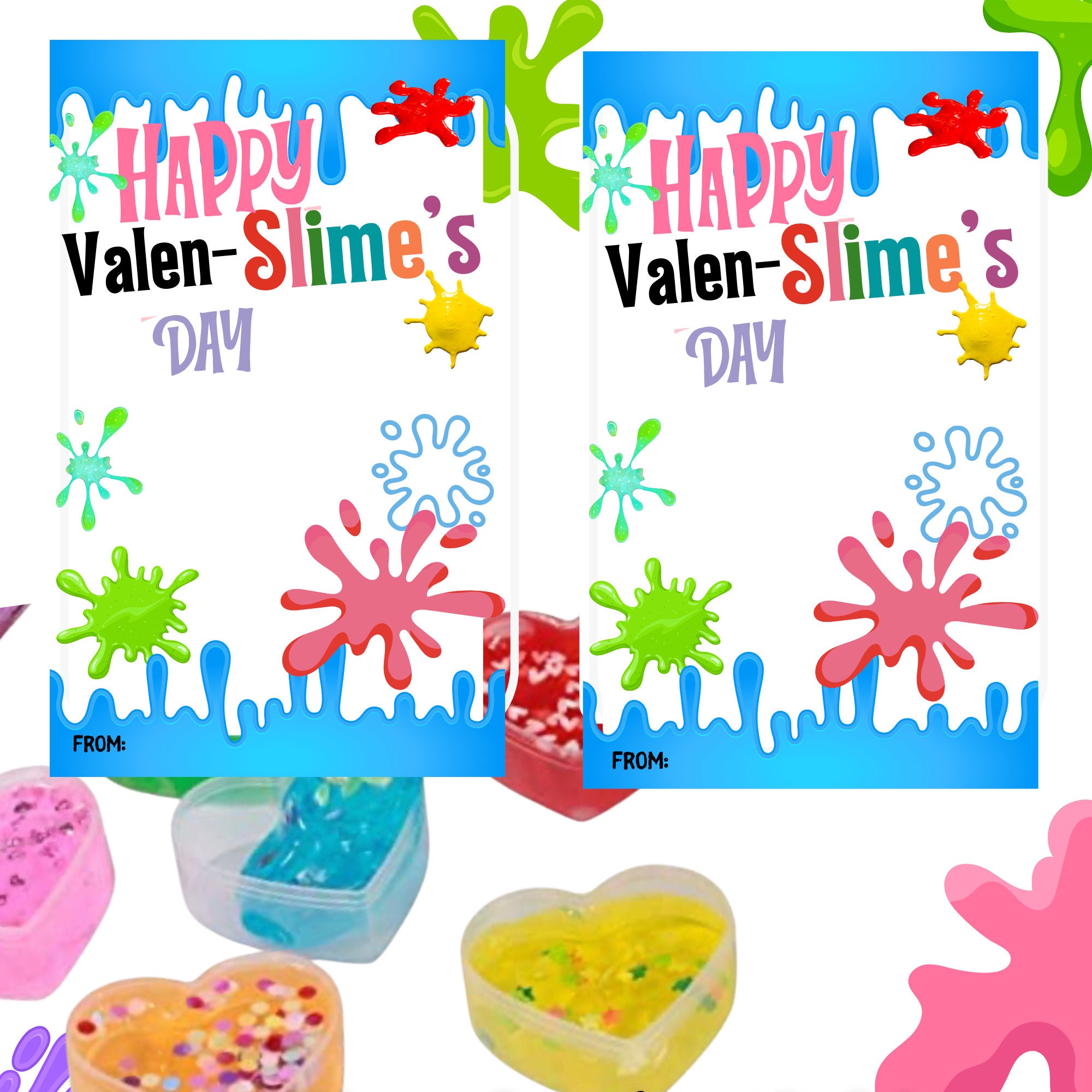 Slime-y Valentine Cards With Slime for Classroom|slime Valentine Cards ...