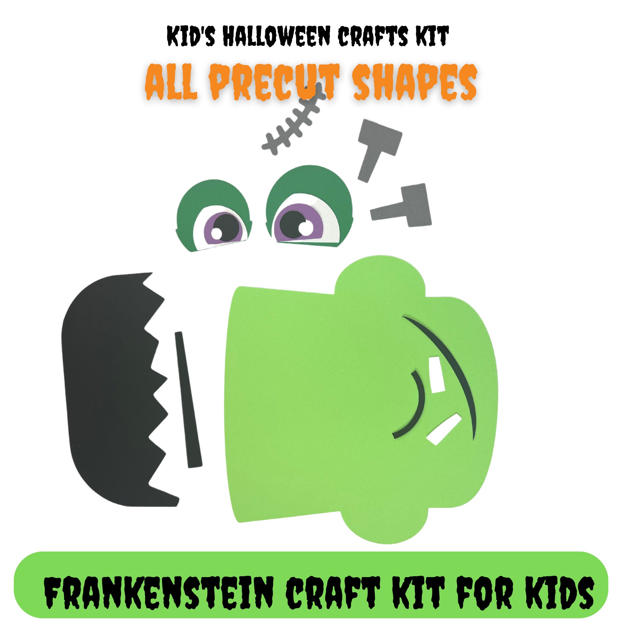 FRANKENSTEIN & WITCH Paper Craft Kit for Kids Halloween Paper - Etsy