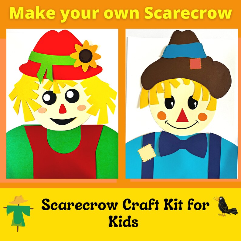 Scarecrow Paper Craft for Kids Fall Crafts for - Etsy