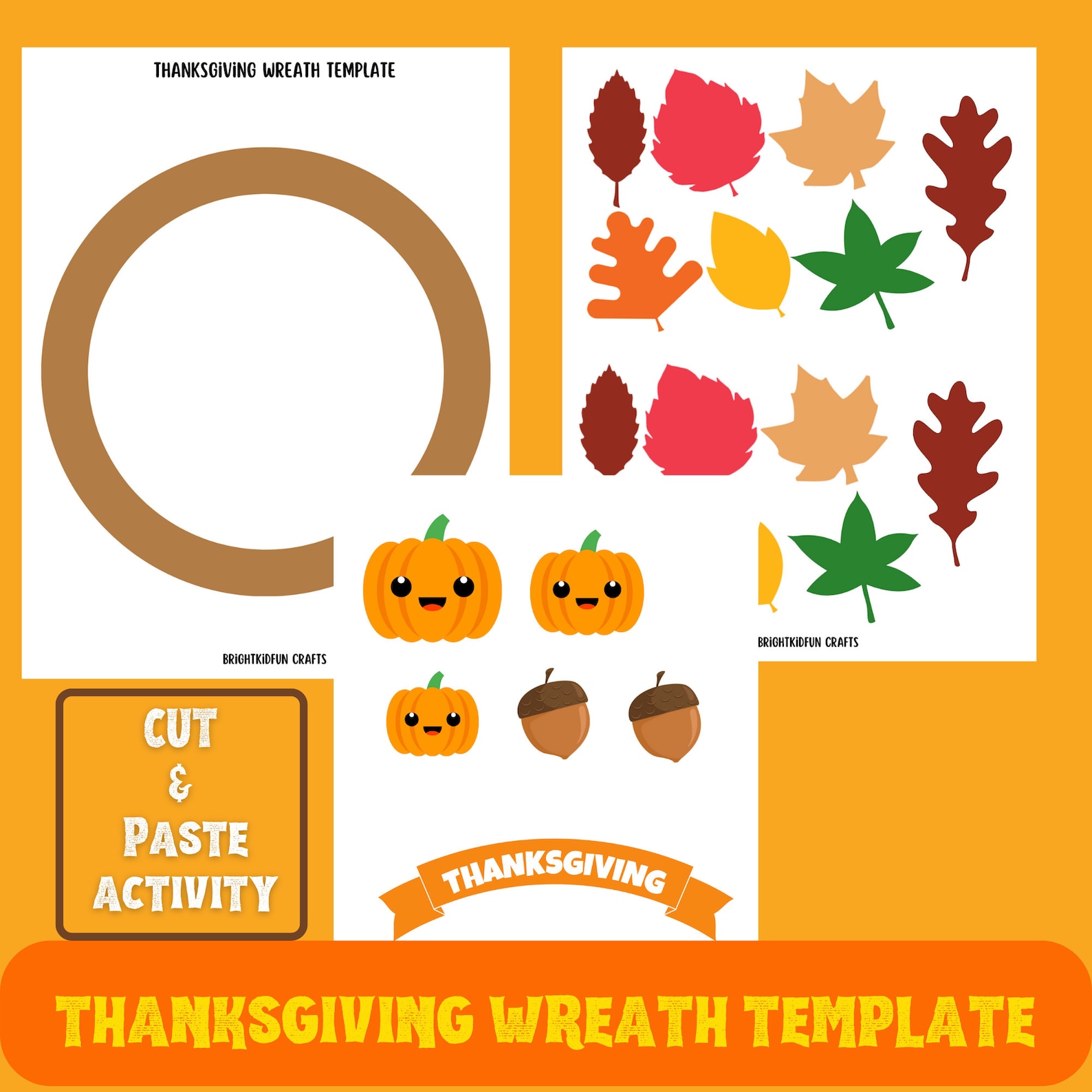 Printable THANKSGIVING WREATH Templatediy Thanksgiving Wreath Craft for ...
