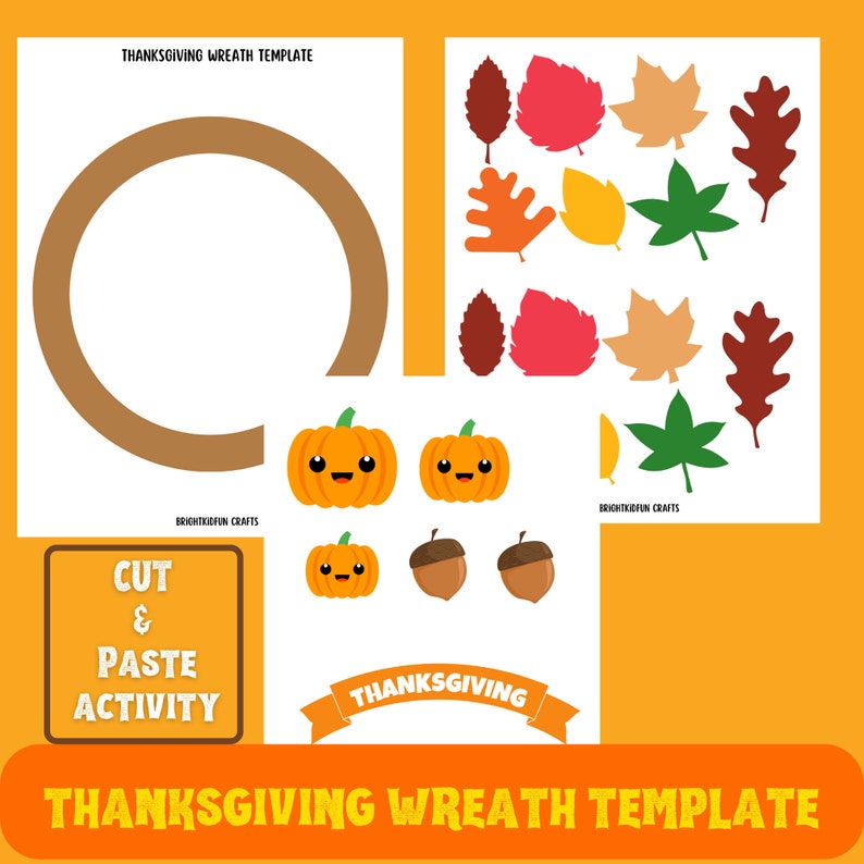 Printable THANKSGIVING WREATH Template|diy Thanksgiving Wreath Craft ...
