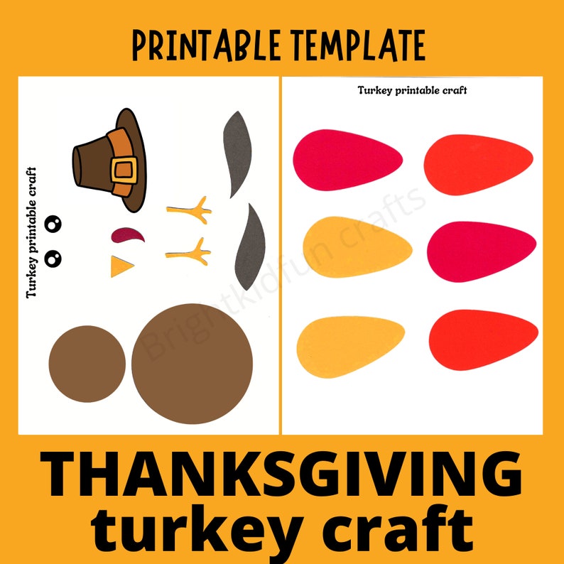 PRINTABLE Thanksgiving Turkey Craft fall Craftturkey Craft Toddler ...