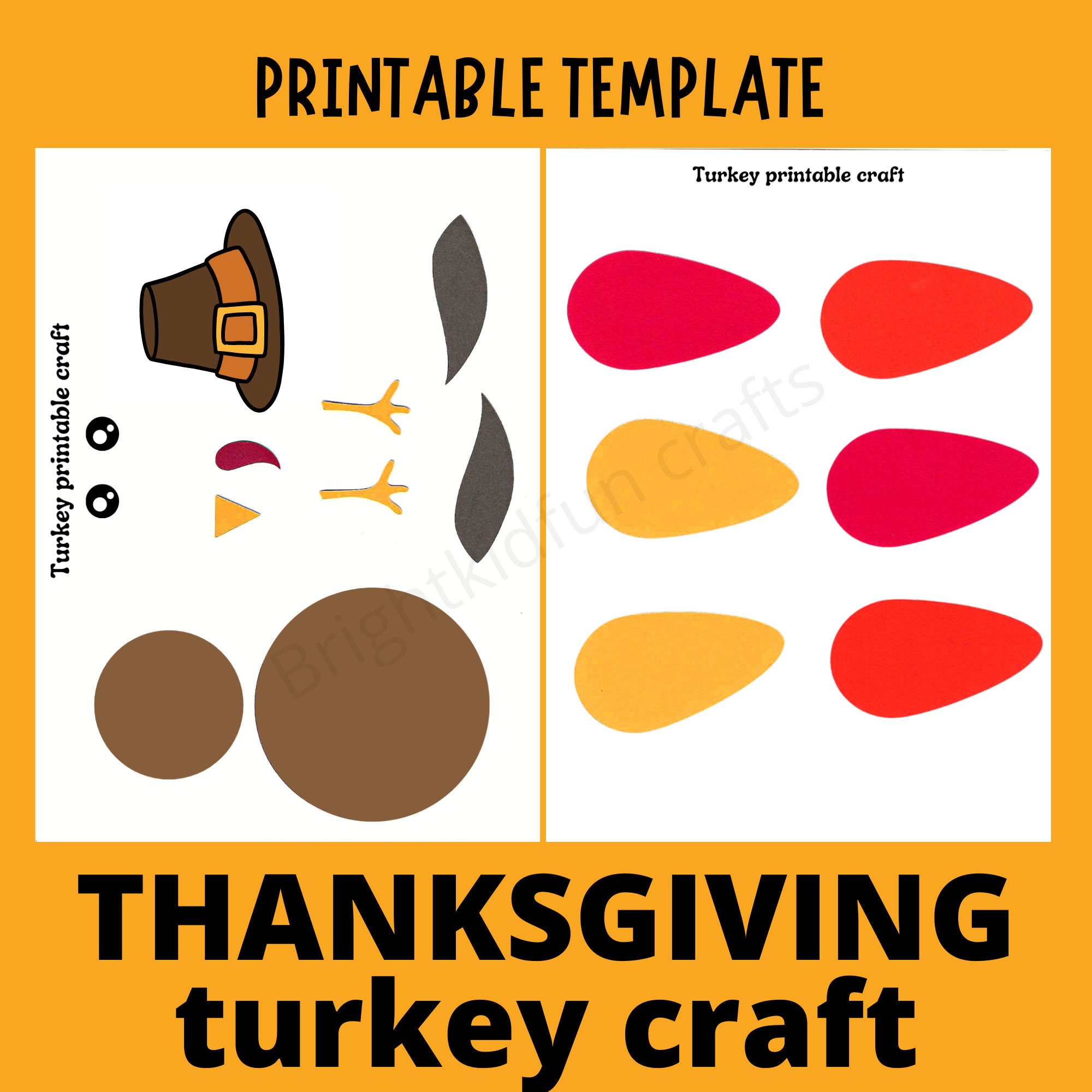 PRINTABLE Thanksgiving Turkey Craft fall Craftturkey Craft Toddler ...