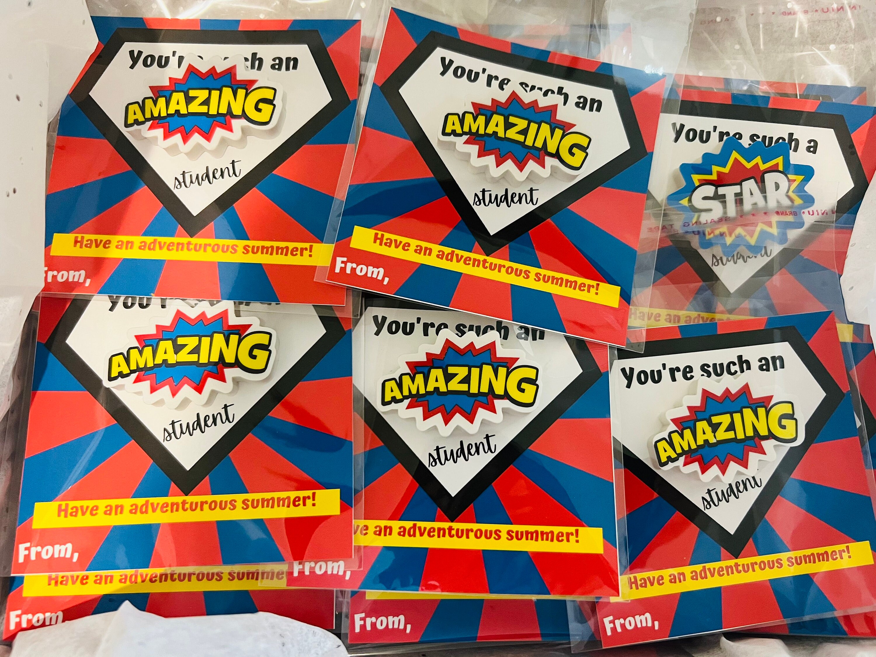 End of Year School Gift |superhero Eraser Set & Card: You're a Star ...