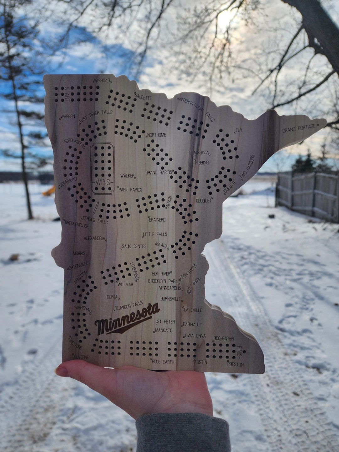 Minnesota Shaped Cribbage Board - Etsy