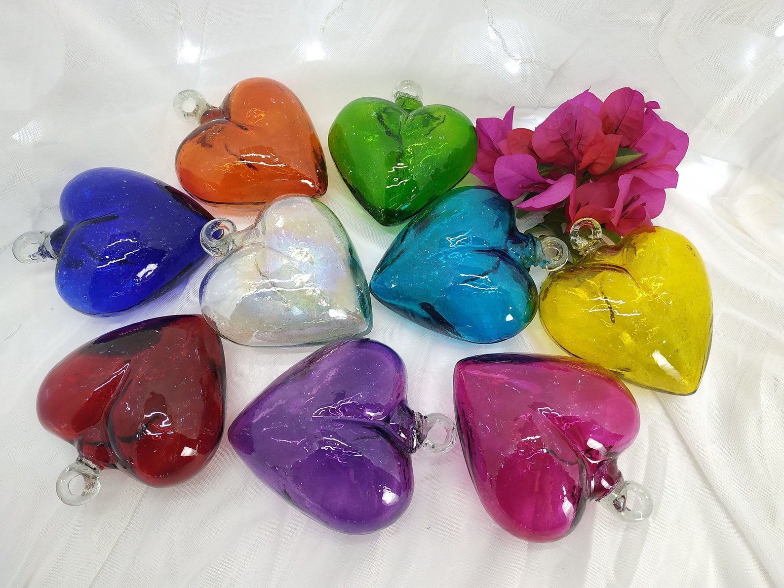 Big Blown Glass Hearts Set (hearts of 7"). Made in Mexico - Etsy