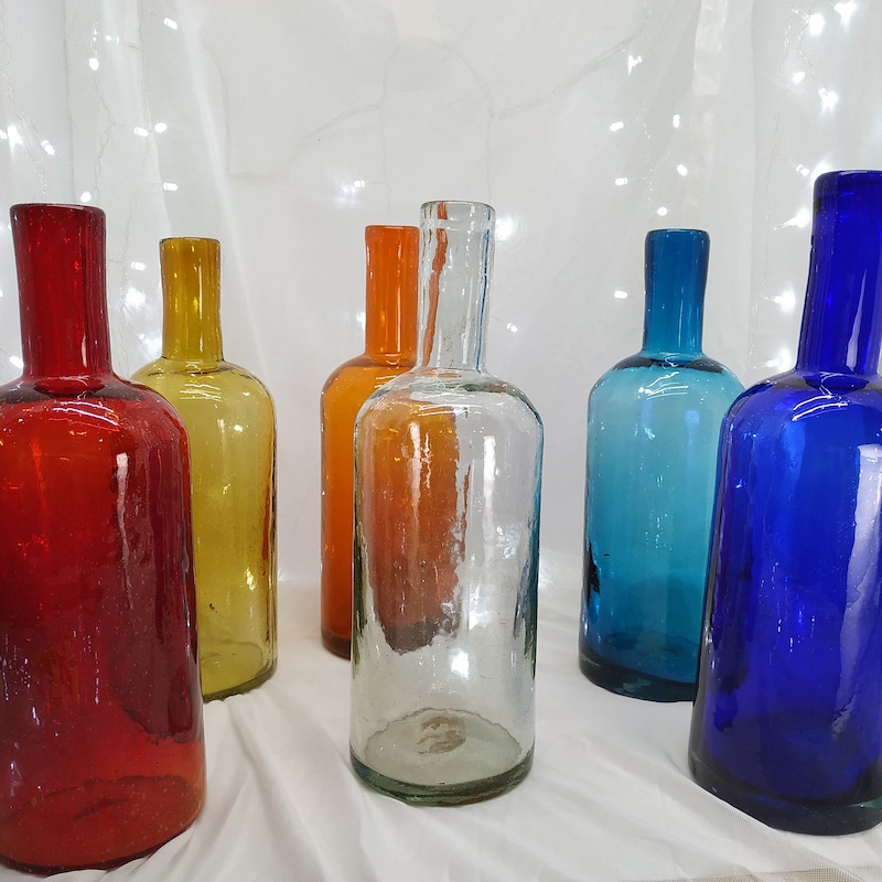 Colored Glass Bottle - Etsy