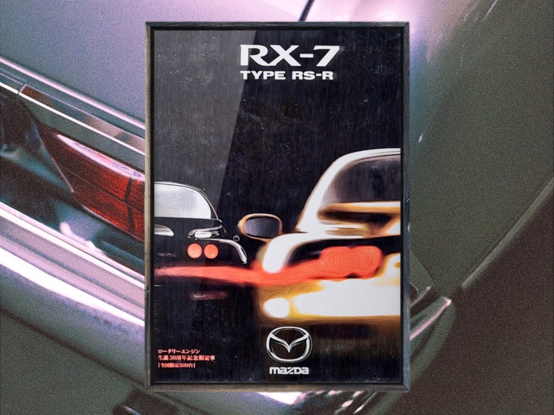 Hand-drawn Vintage Mazda RX-7 Ad Print High-quality Paper and Unique ...