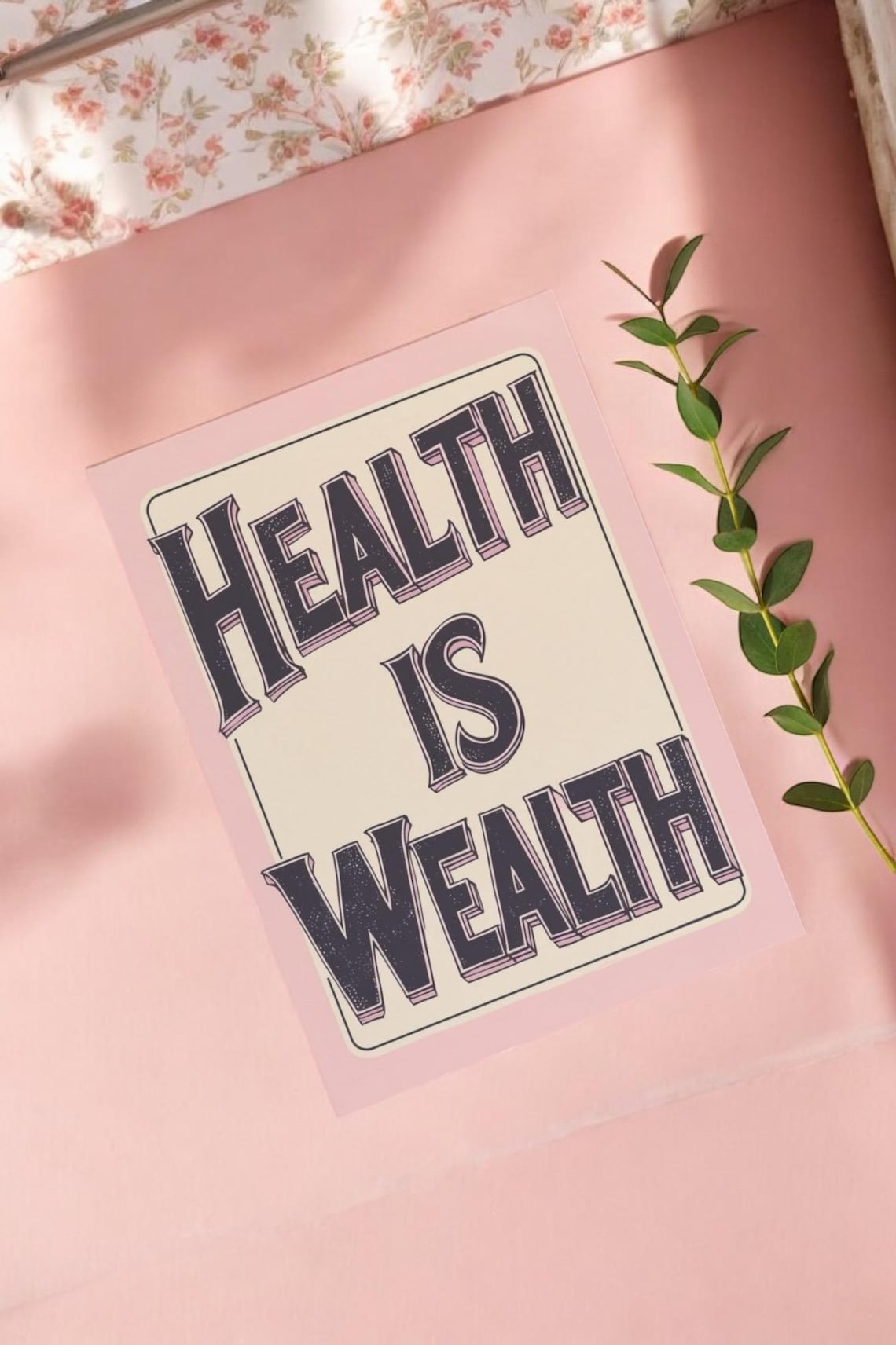Health is Wealth, Retro Typography Poster, Dorm Room Decor, Cute Retro ...