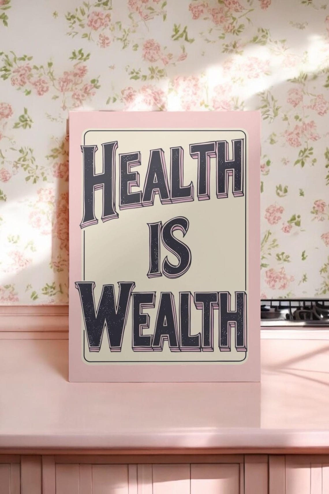 Health is Wealth, Retro Typography Poster, Dorm Room Decor, Cute Retro ...