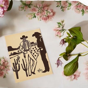 Retro Cowboy Art Print - Western Themed Abstract Poster - Unique Décor ...