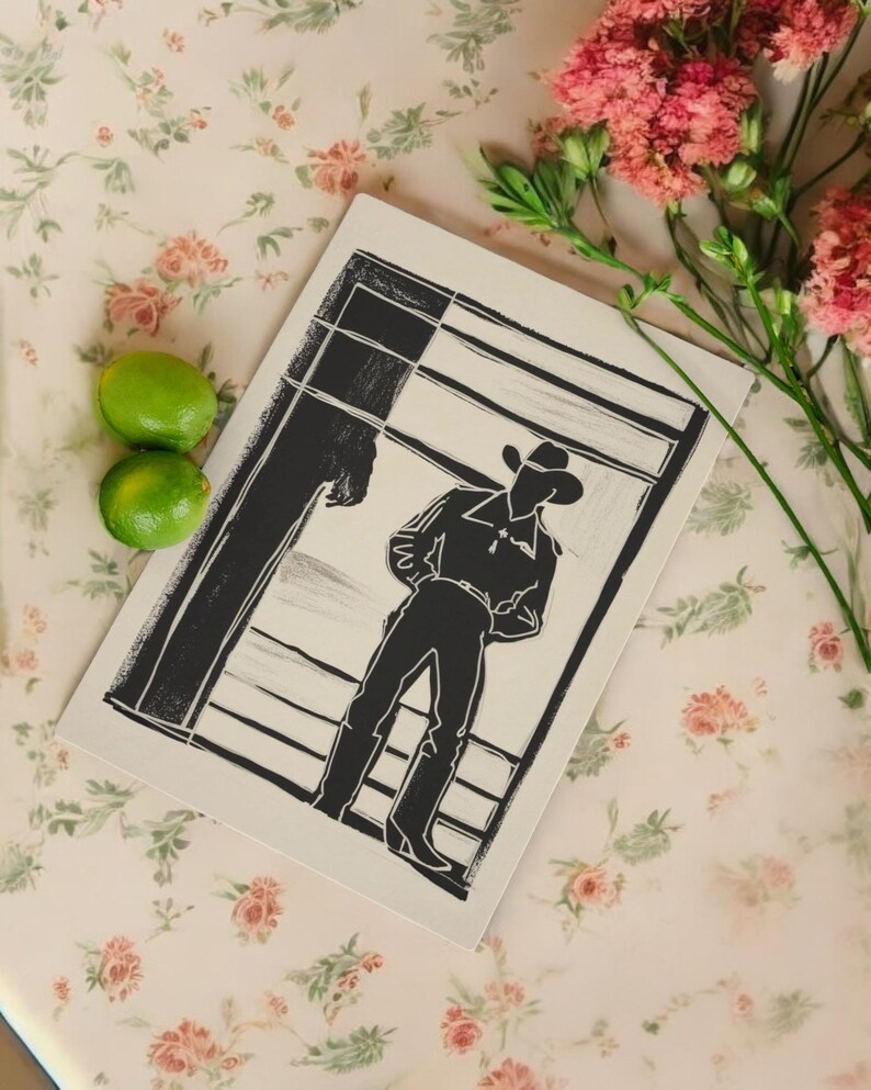 Retro Cowboy Abstract Art Print - Western Inspired Poster for Home ...