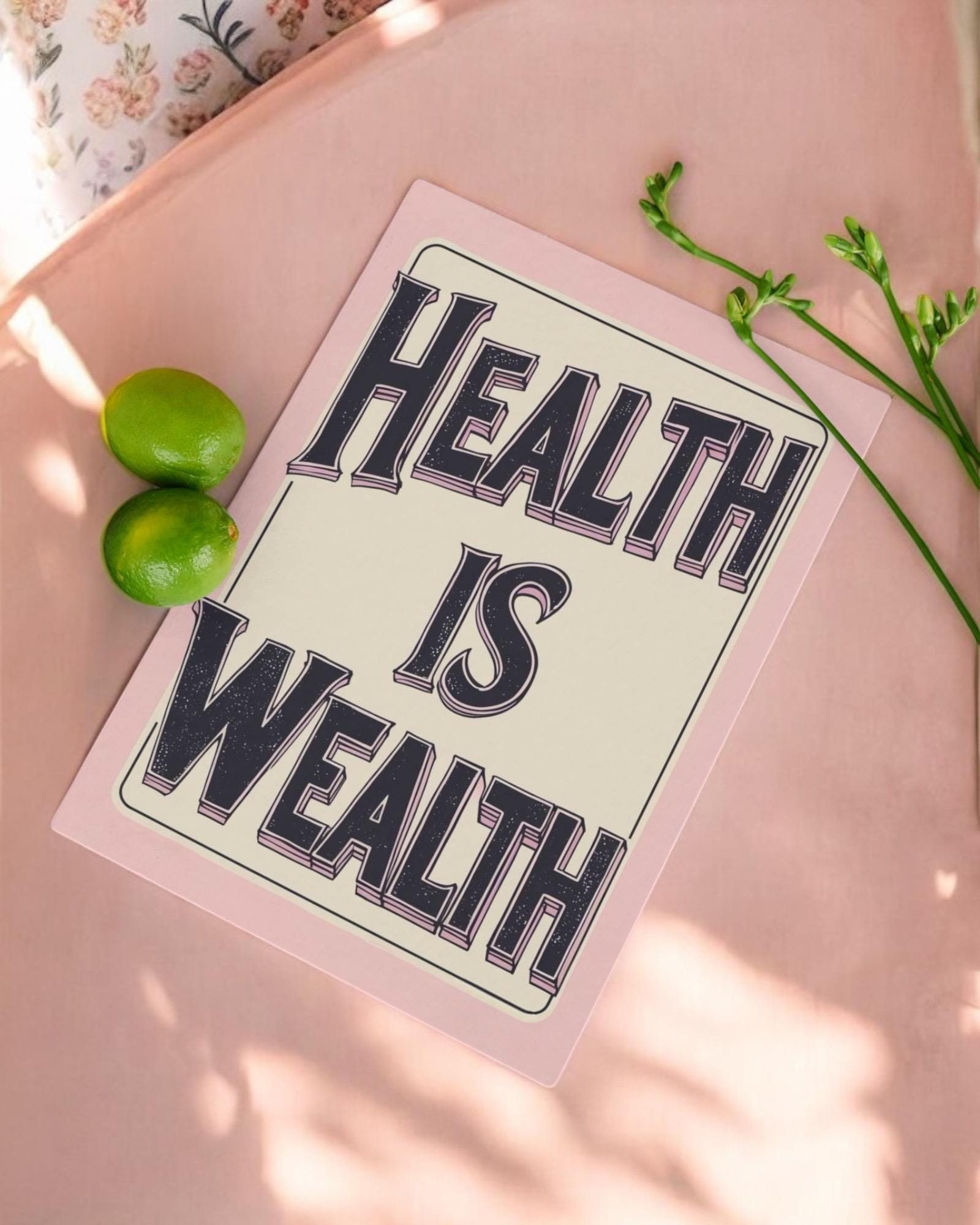Health is Wealth, Retro Typography Poster, Dorm Room Decor, Cute Retro ...