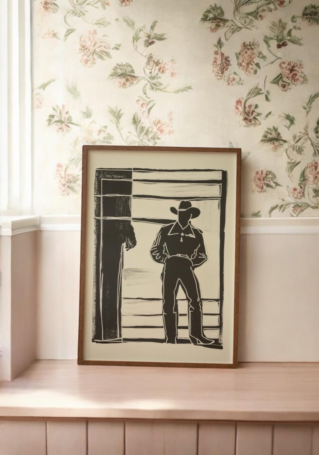 Retro Cowboy Abstract Art Print - Western Inspired Poster for Home ...