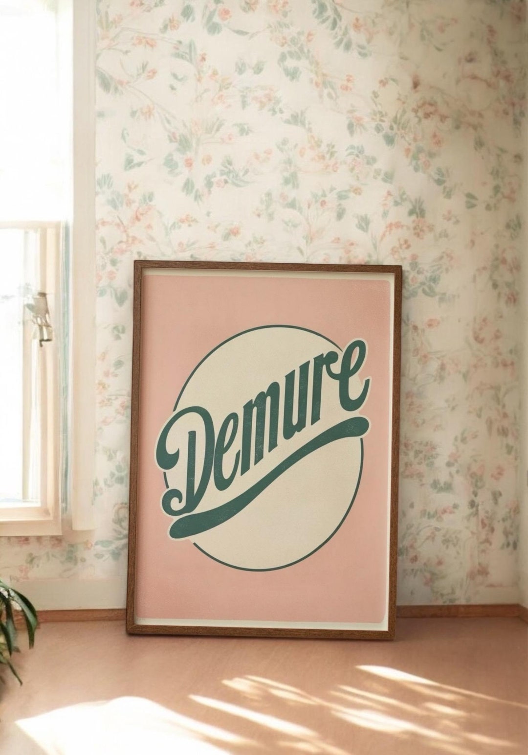 Demure Wall Poster, Cute Retro Inspired Art Print - Elegant Home Decor ...
