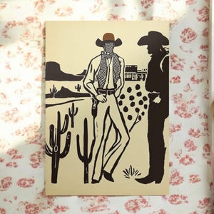 Retro Cowboy Art Print - Western Themed Abstract Poster - Unique Décor ...