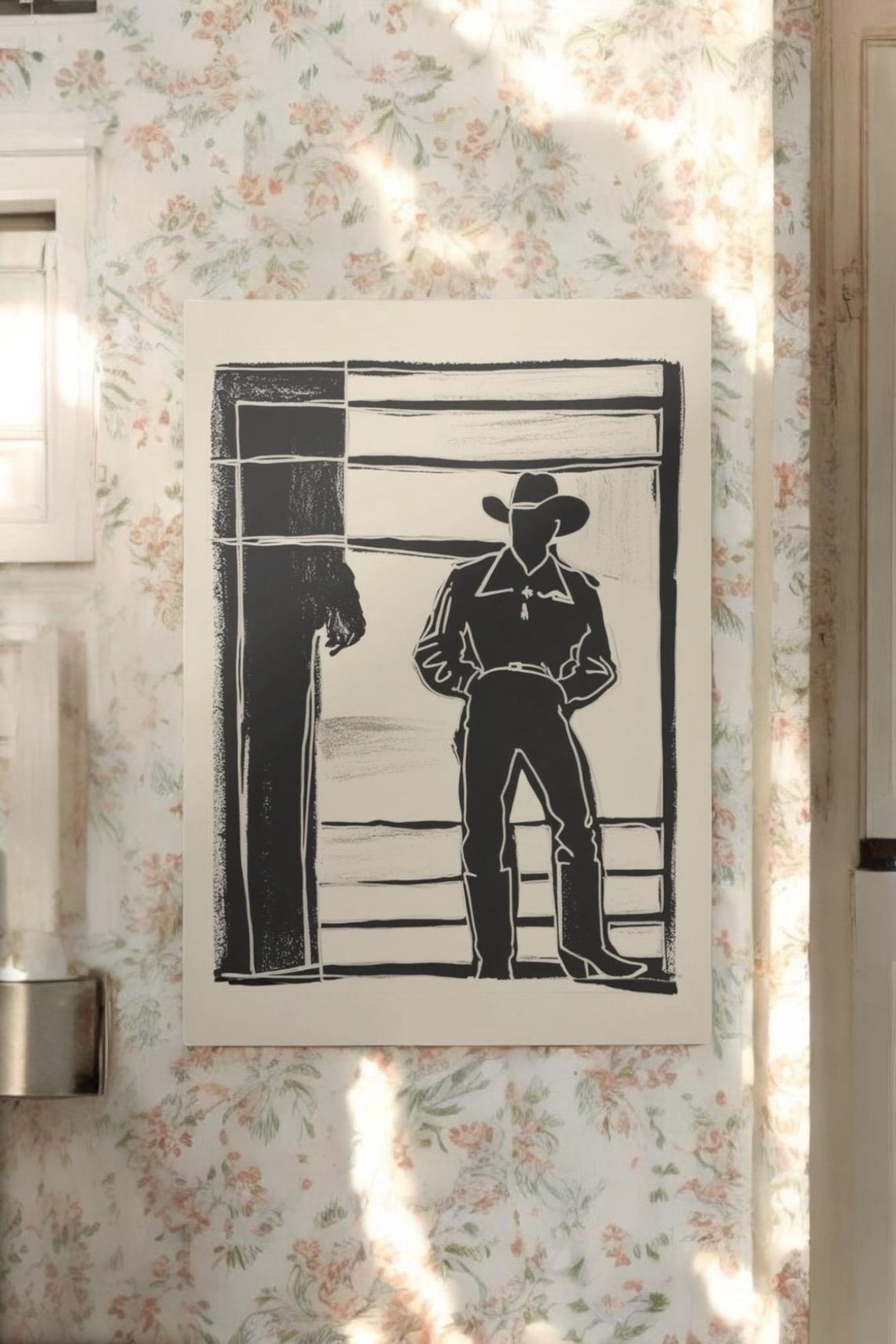 Retro Cowboy Abstract Art Print - Western Inspired Poster for Home ...