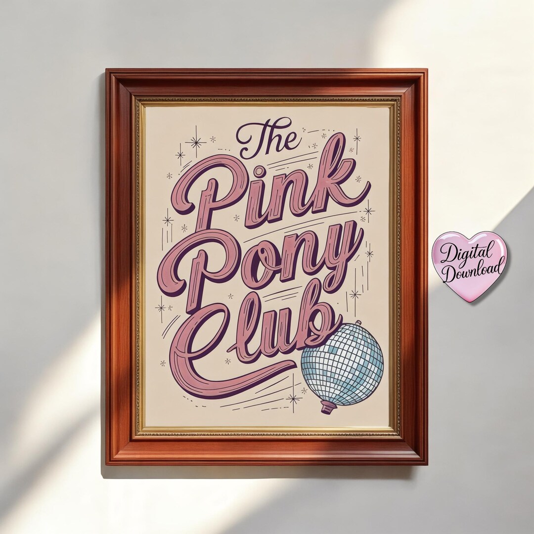 The Pink Pony Club – Retro Disco Printable Wall Art, Digital Download ...