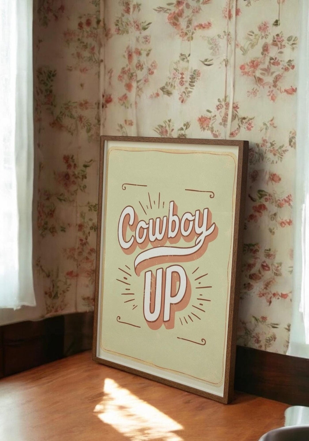 Cute Retro Cowboy up Art Print Poster - Fun Home Decor, Vintage Vibe - Etsy