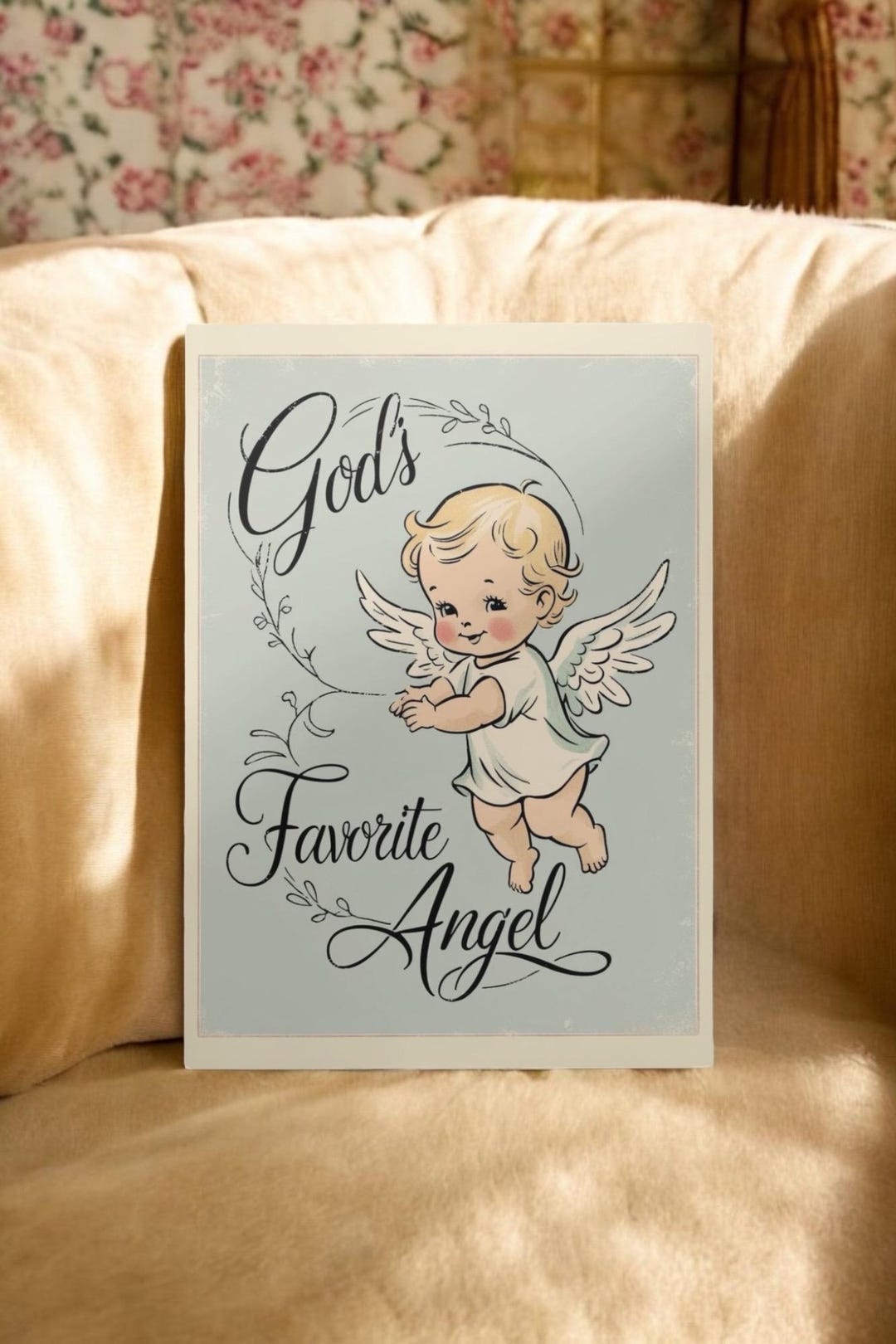 God's Favorite Angel, Cute Vintage Inspired Retro Art Print - Perfect ...