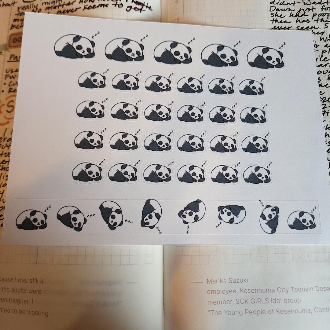 Sleeping Panda Sticker Sheet| Hobonichi| Planner - Etsy