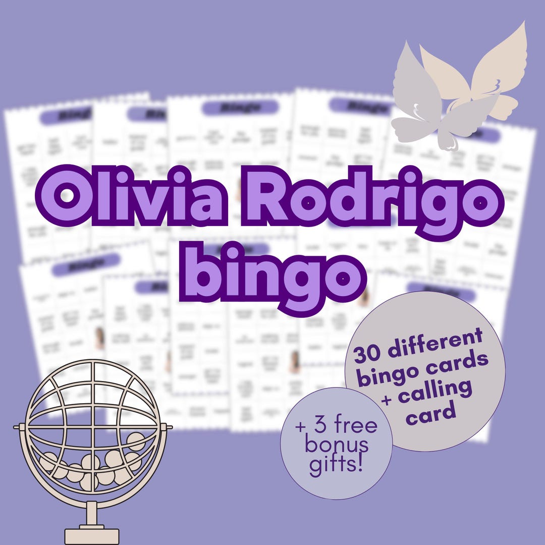 Olivia Rodrigo Song Bingo Printable Digital Bingo Cards & Custom ...