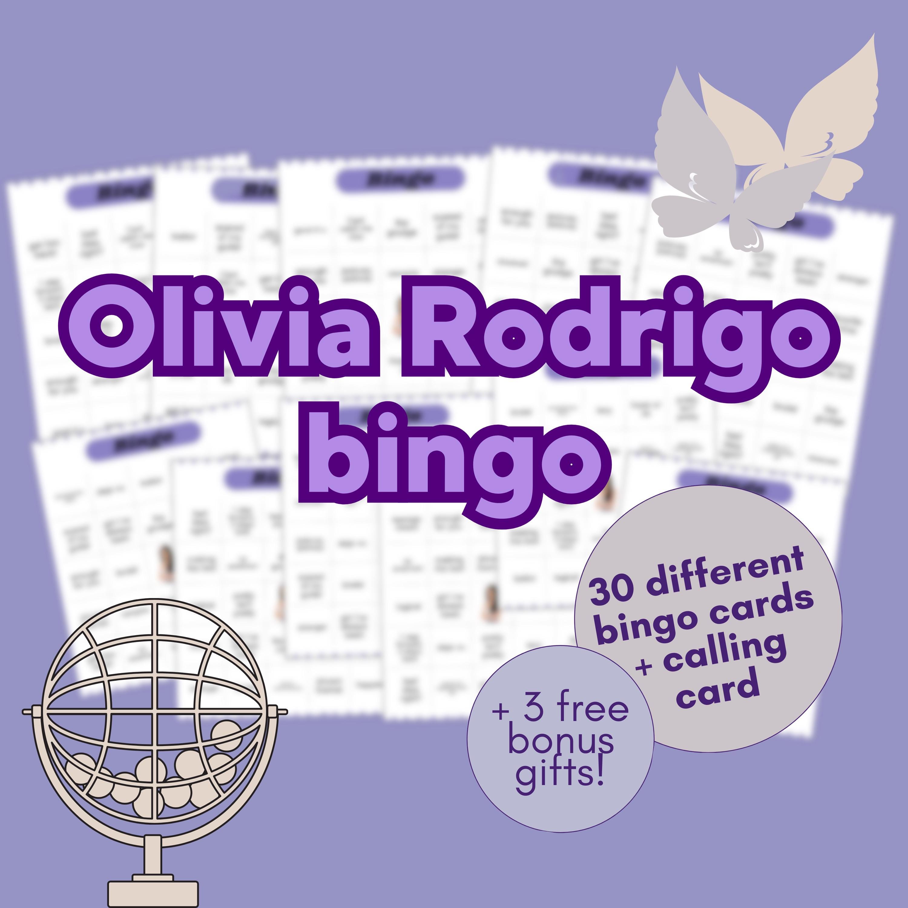 Olivia Rodrigo Song Bingo Printable Digital Bingo Cards & Custom ...