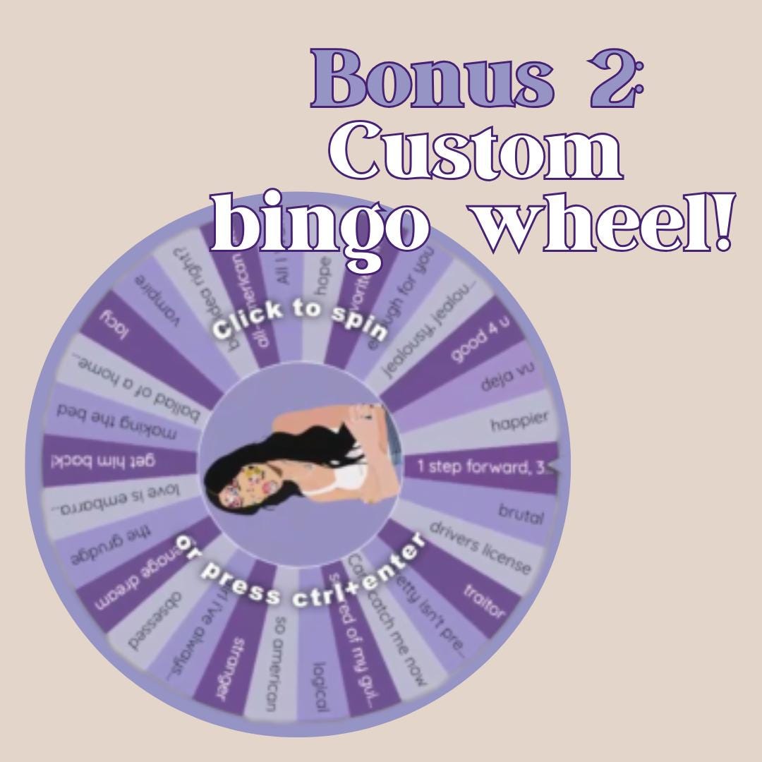 Olivia Rodrigo Song Bingo Printable Digital Bingo Cards & Custom ...