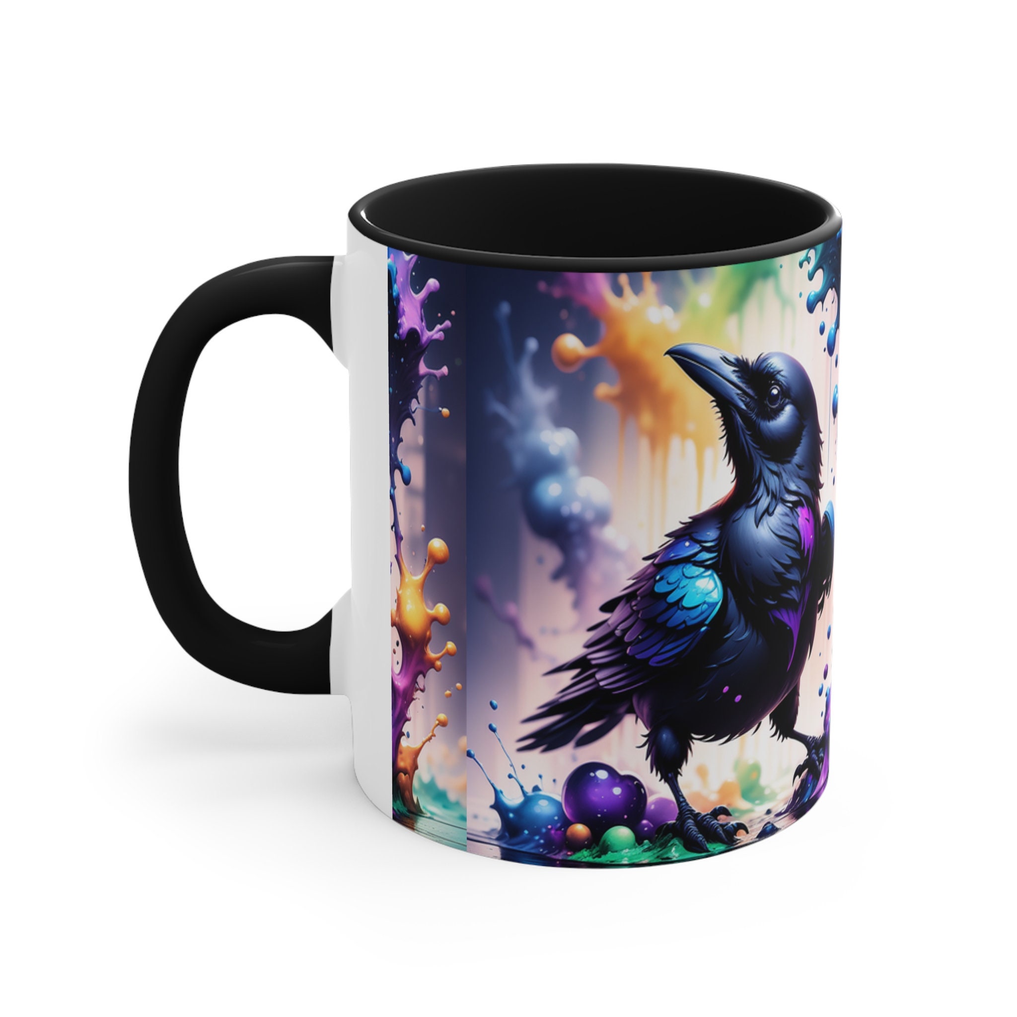 Crow Water Color Splash Coffee Mug, Black Crow Coffee Tea Cup - Etsy