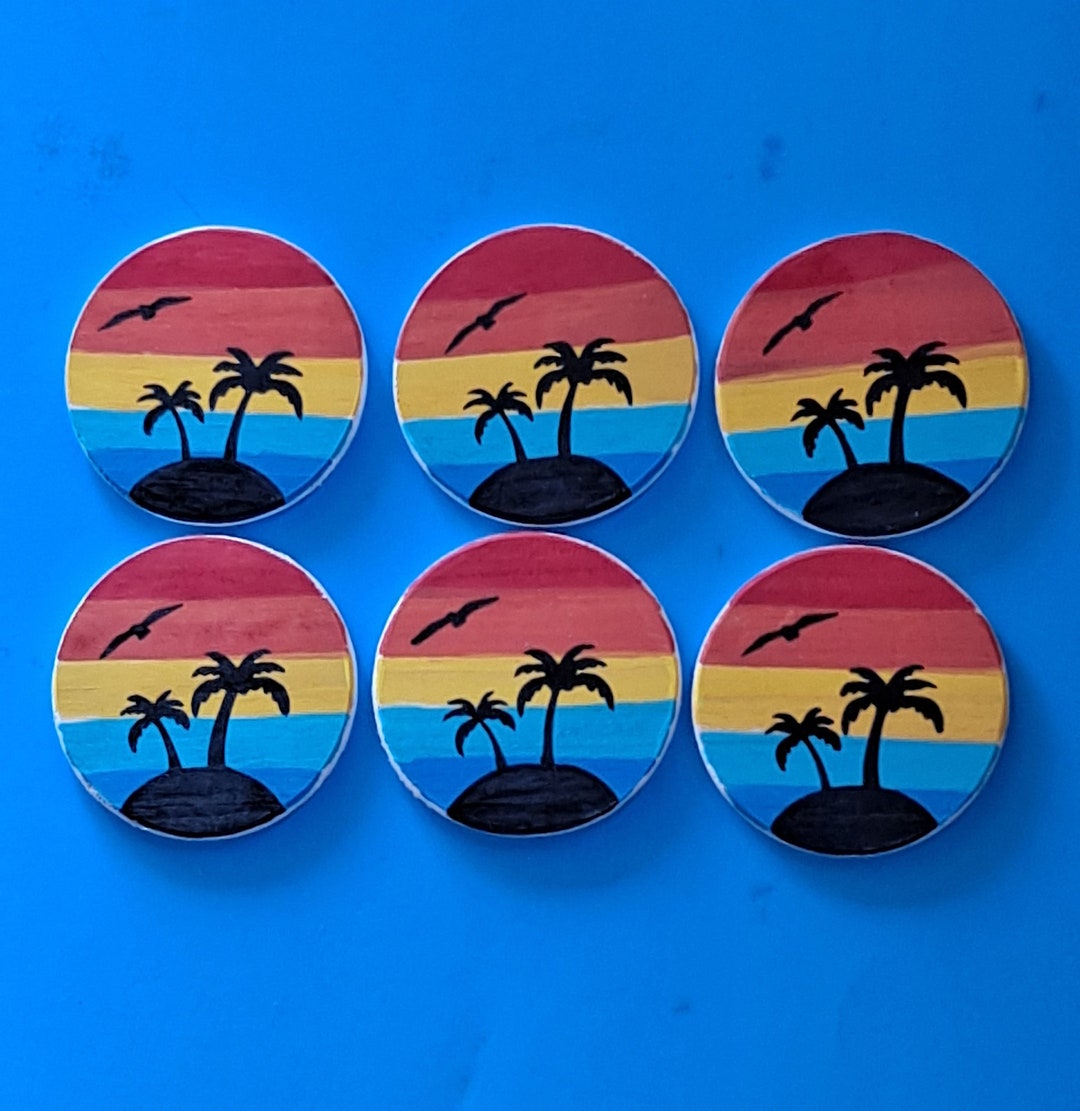 Hand Painted Sunset Coaster Set: Coastal Beach Decor - Etsy