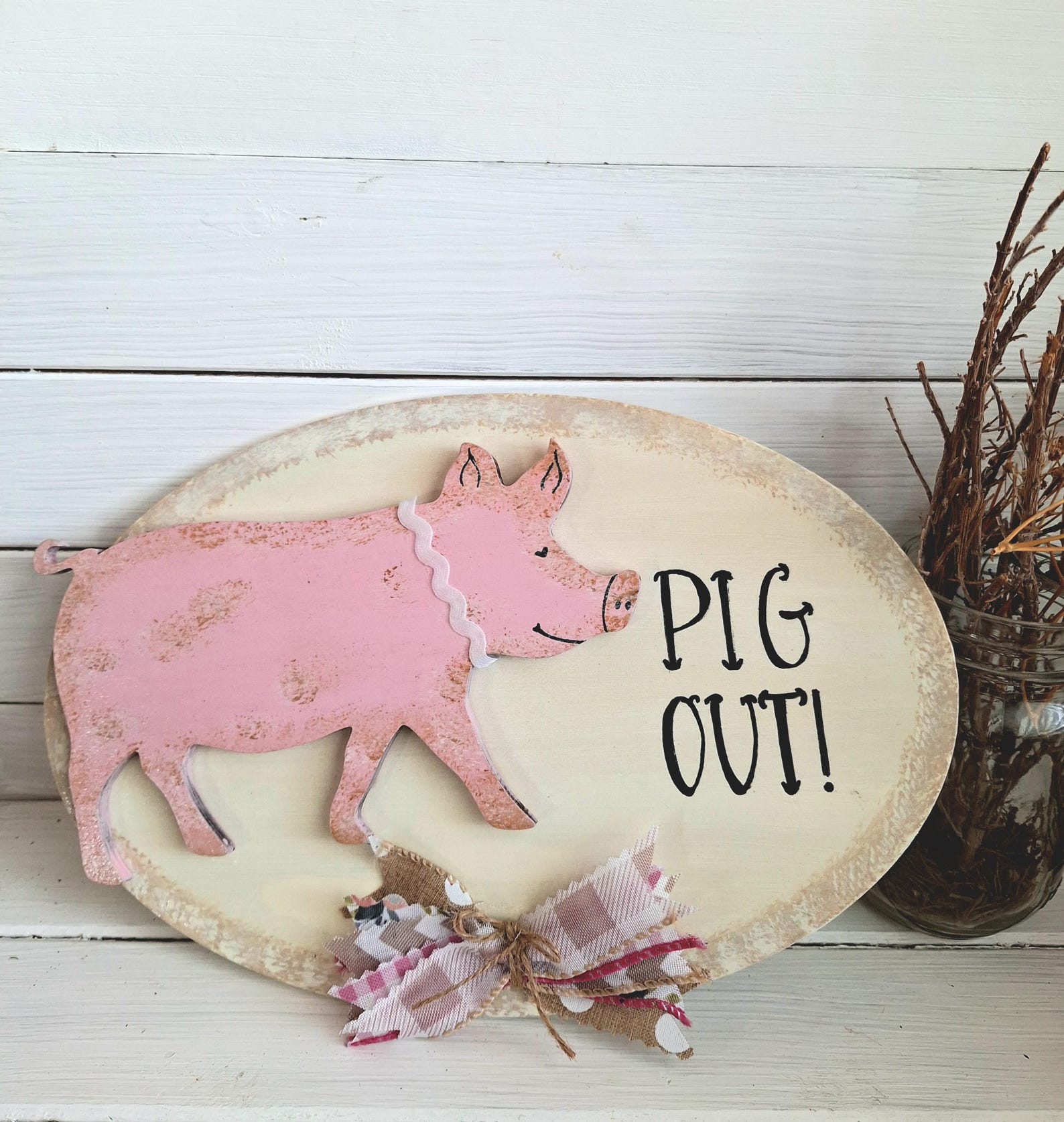 Hand Painted Pig Out Sign: Farmhouse Country Decor - Etsy