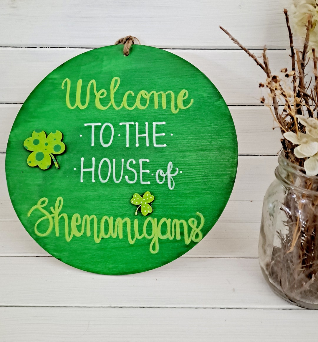 Shenanigans Sign: Hand Painted St. Patrick's Day Door Hanger - Etsy