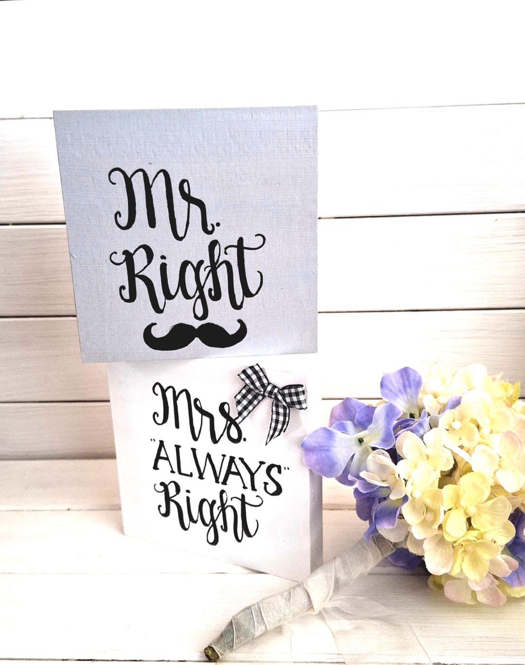 Mr. Right and Mrs. Always Right Sign Set, Wedding Gift, Anniversary ...
