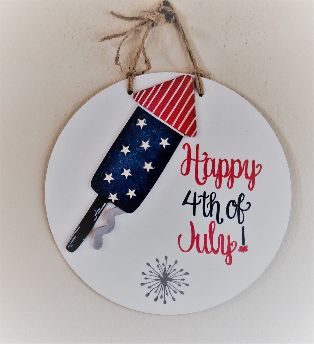 Hand Painted Patriotic Door Hanger: 3D Firecracker Sign - Etsy