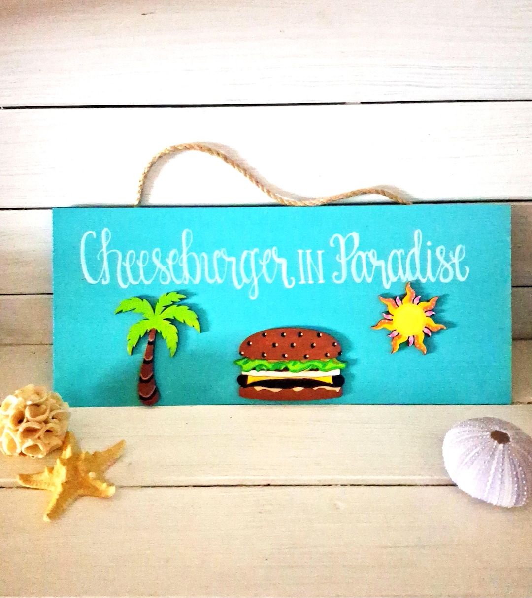 Hand Painted Jinny Buffett Sign: Cheeseburger in Paradise - Etsy