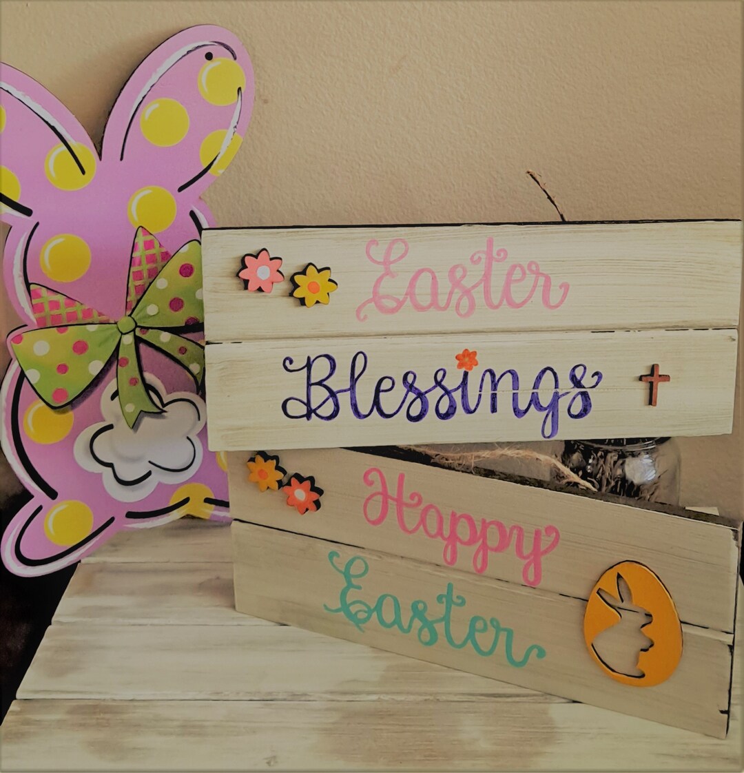 Happy Easter, Easter Blessings, Easter Door Hanger, Rustic and ...