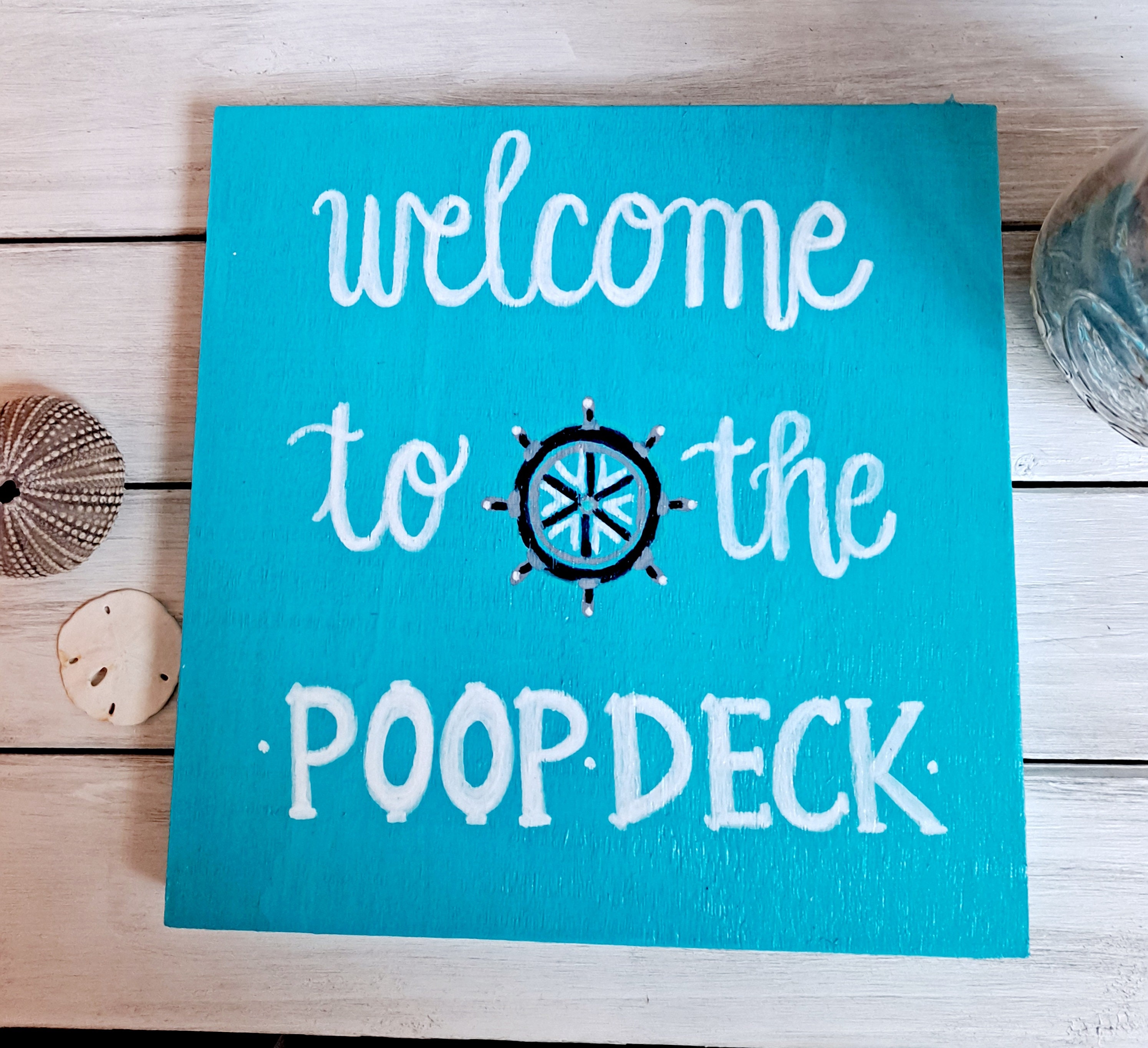 Poop Deck Sign: Funny Bathroom Decor, Nautical Home Art, Boat Sign - Etsy