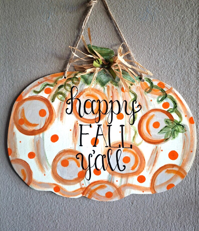 Pumpkin Door Hanger: Hand Painted Fall Pumpkin Sign - Etsy