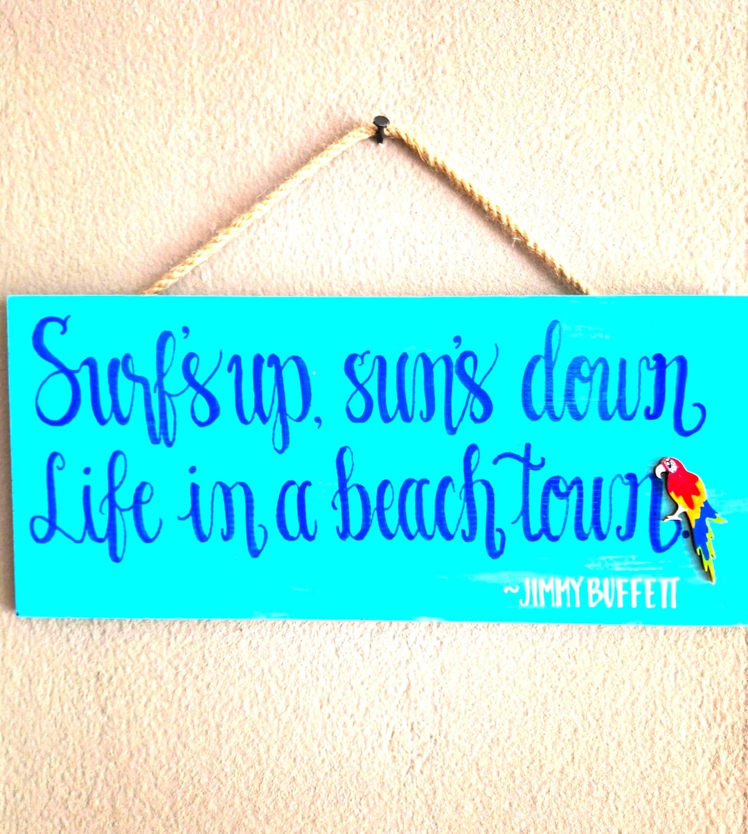 Hand Painted Jimmy Buffett Sign: Delaney Talks to Statues, Tropical ...