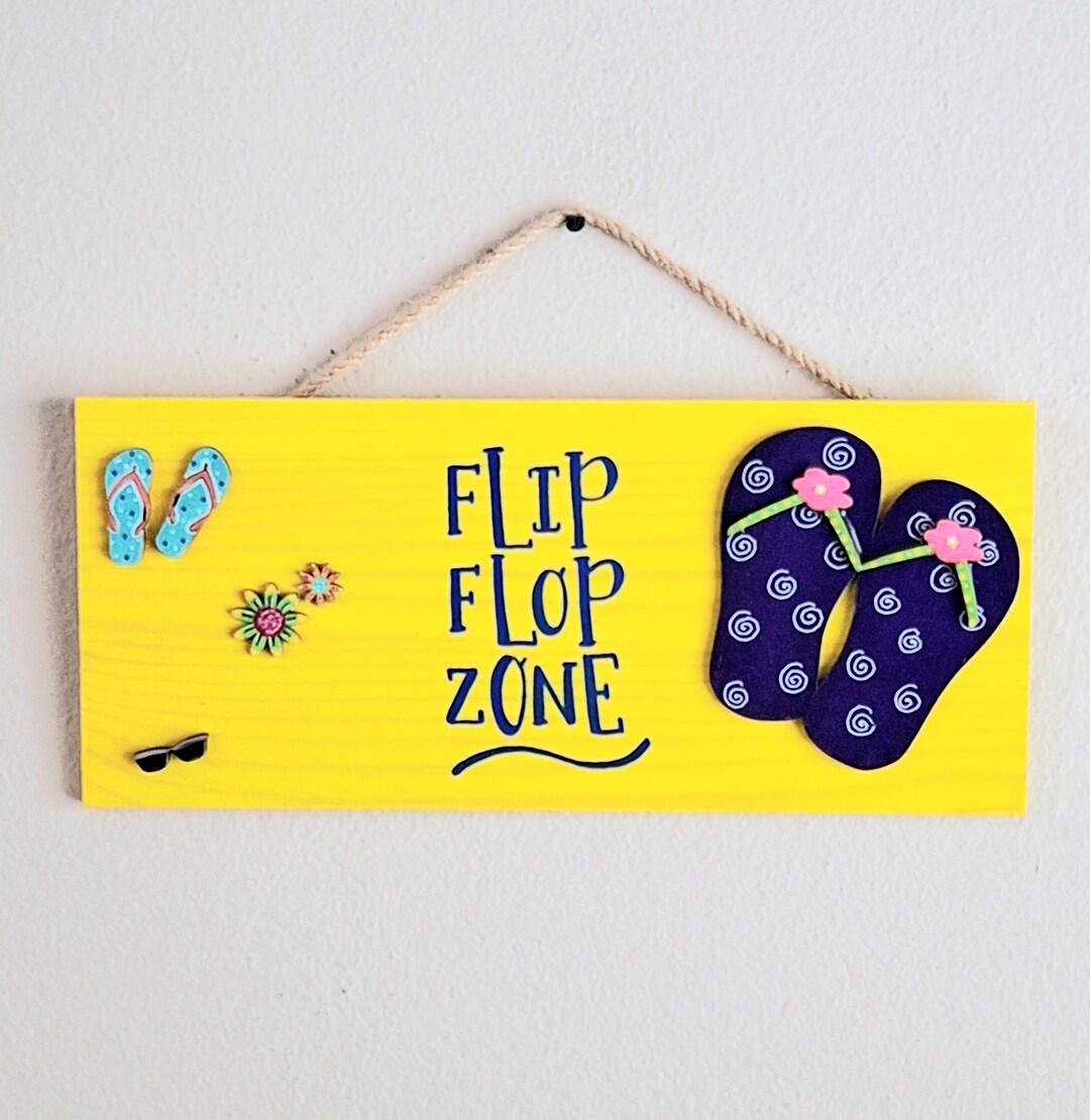 Flip Flop Zone Sign: Hand-painted Summer Pool Decor - Etsy