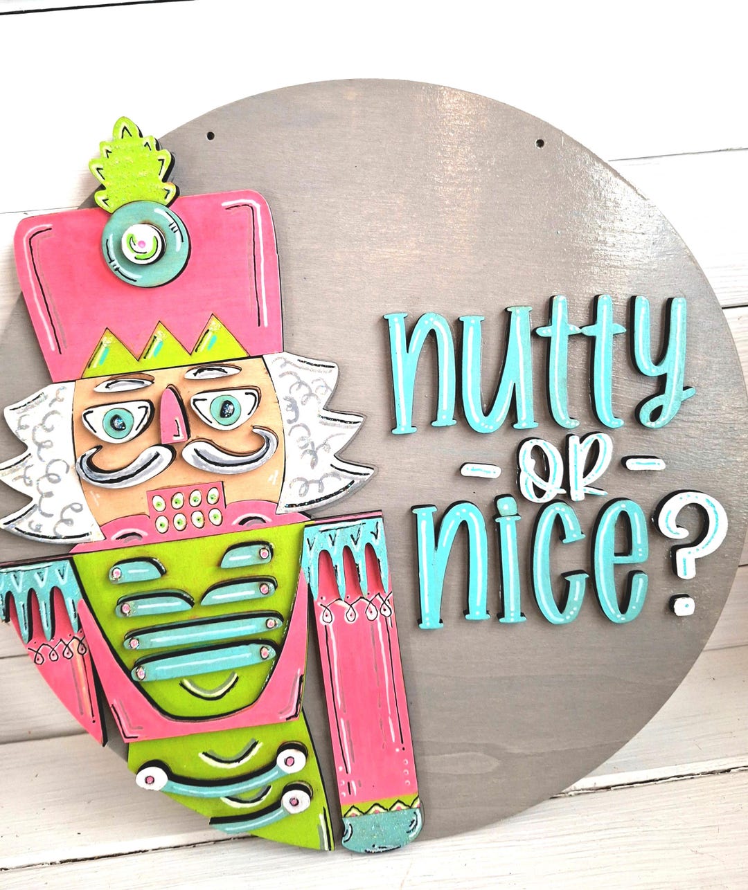 Beachy Christmas Nutcracker Door Hanger: Hand Painted Nutty or Nice ...
