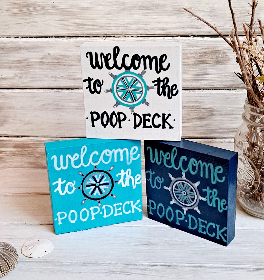 Funny Poop Deck Sign: Nautical Bathroom Decor, Coastal Home Art - Etsy