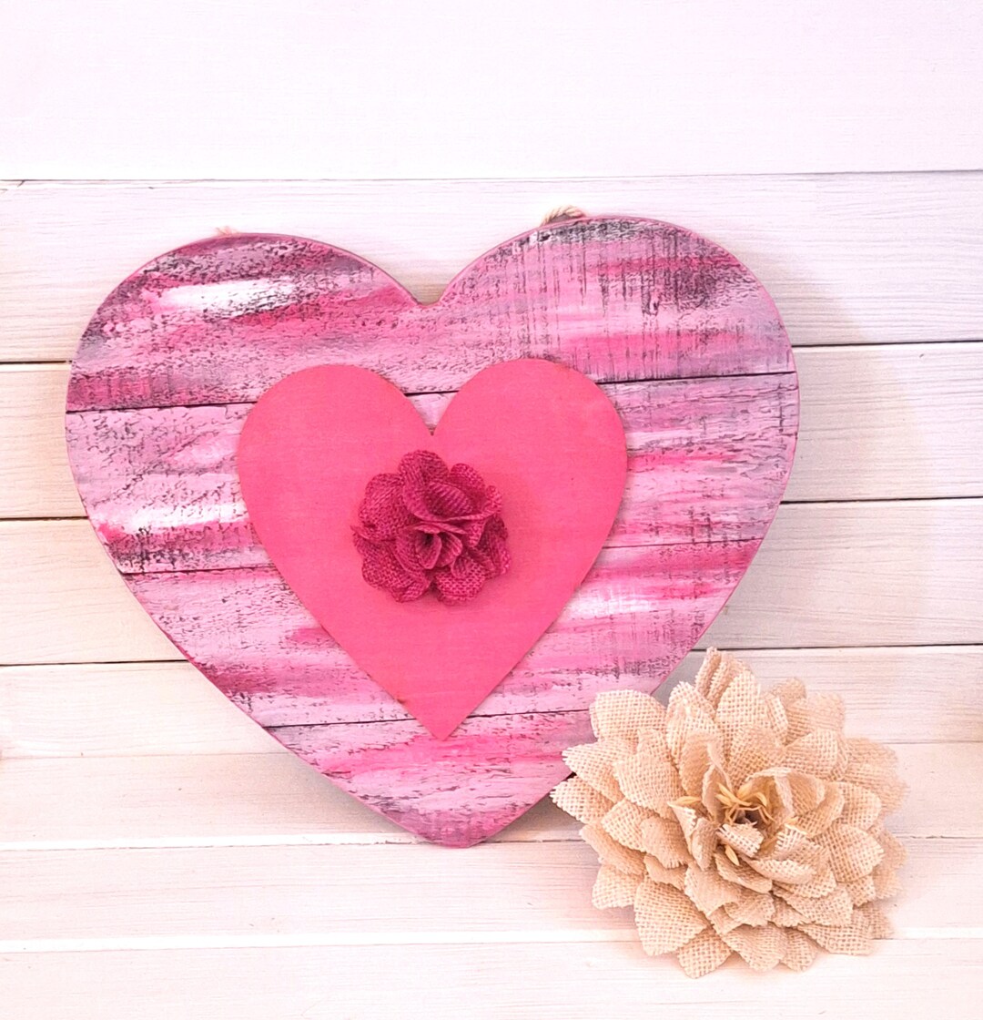 Heart Door Hanger, Heart Wall Decor, Burlap Flower Heart, Eclectic ...