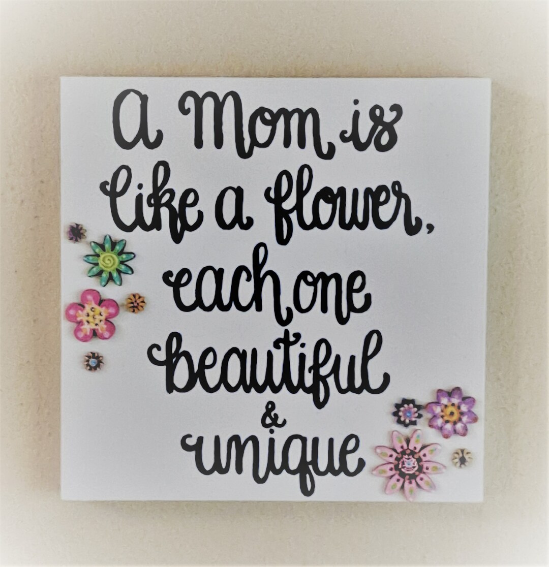 Hand Painted Mom Sign: 3D Wooden Flower Decor - Etsy