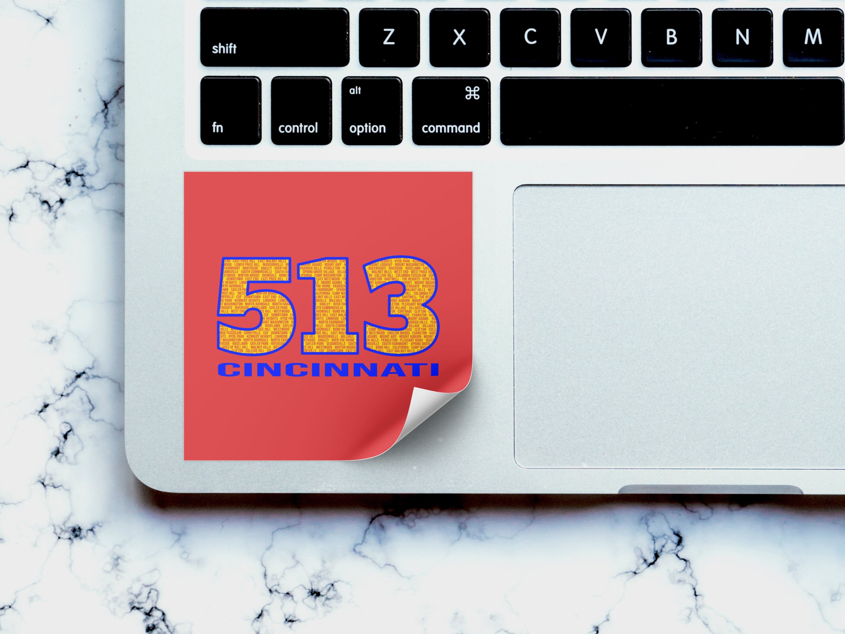 Cincinnati Neighborhoods Digital Art Print, Red, Gold, & Blue Ohio 513 ...