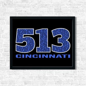 Cincinnati Neighborhoods Digital Art Print, Black, Blue, & White Ohio ...