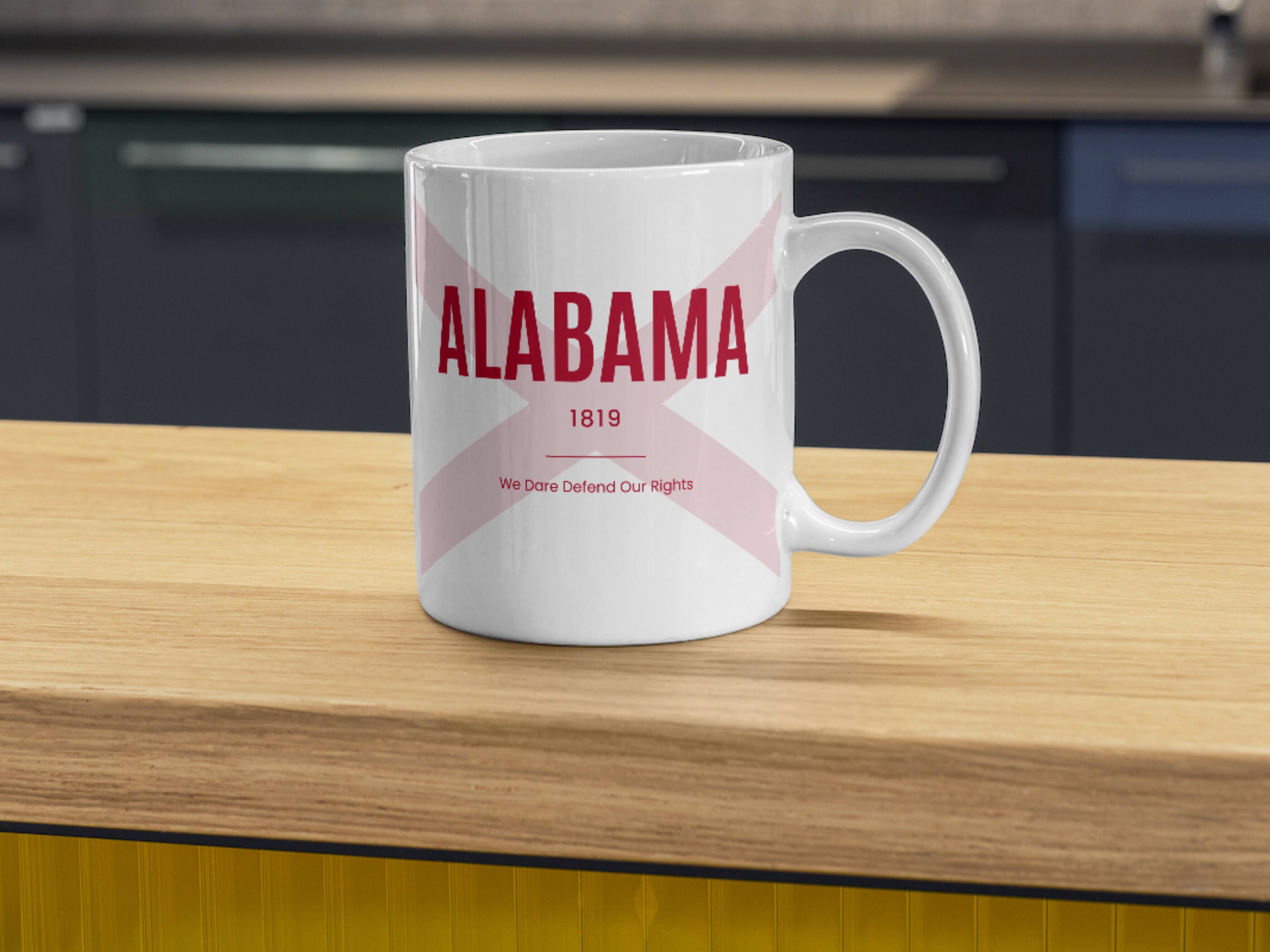 Alabama State Flag Printable Art, Minimalist Design With Simple Red ...