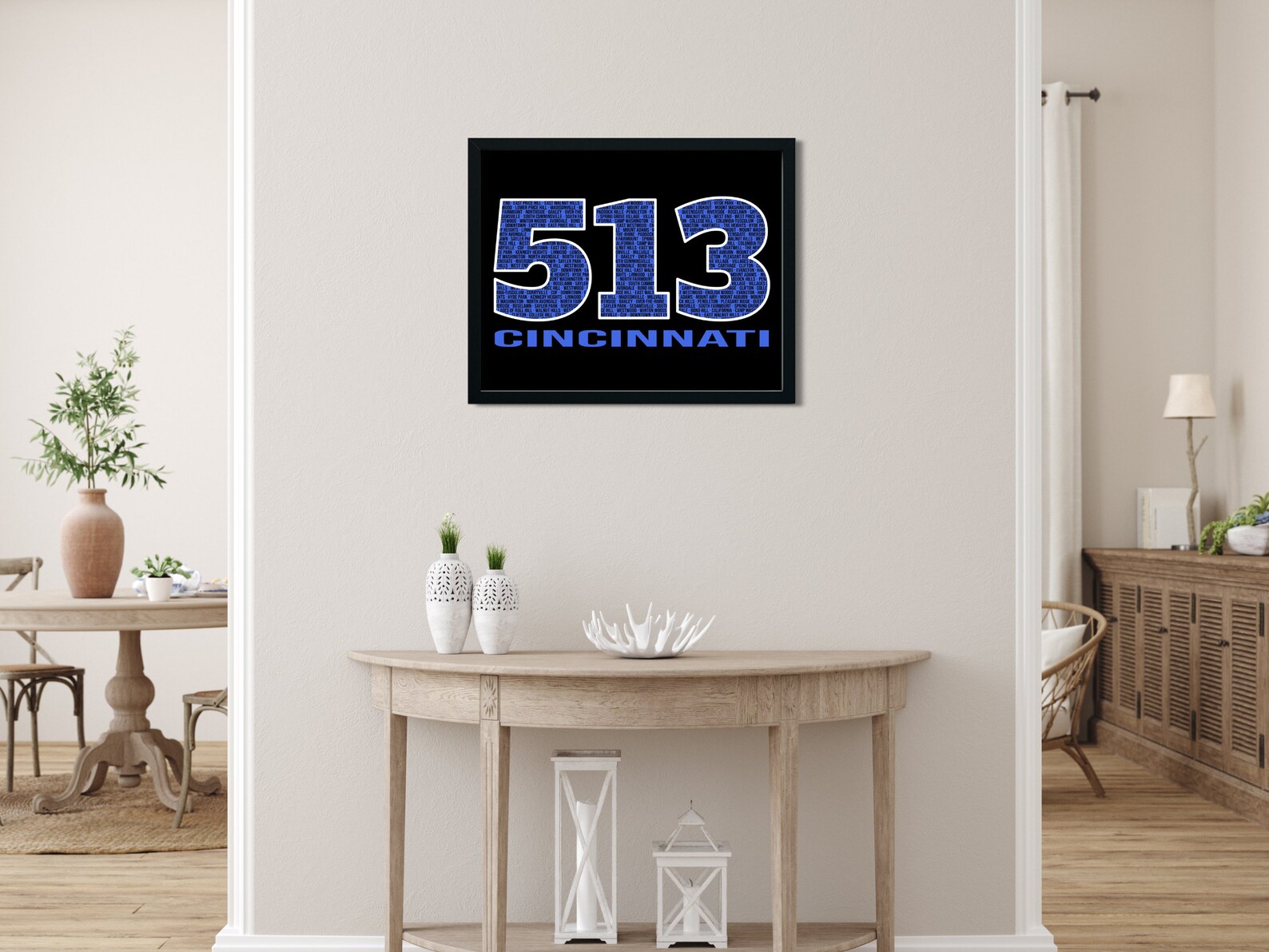 Cincinnati Neighborhoods Digital Art Print, Black, Blue, & White Ohio ...