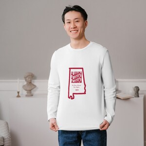 Alabama Groovy Printable Art Map, Minimalist Red & White Design With ...